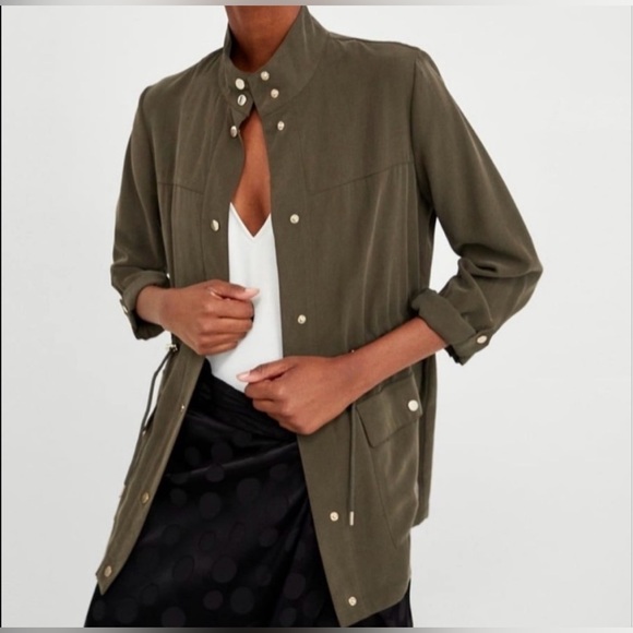 Zara | Jackets & Coats | Zara Army Green Lightweight Utility Jacket ...